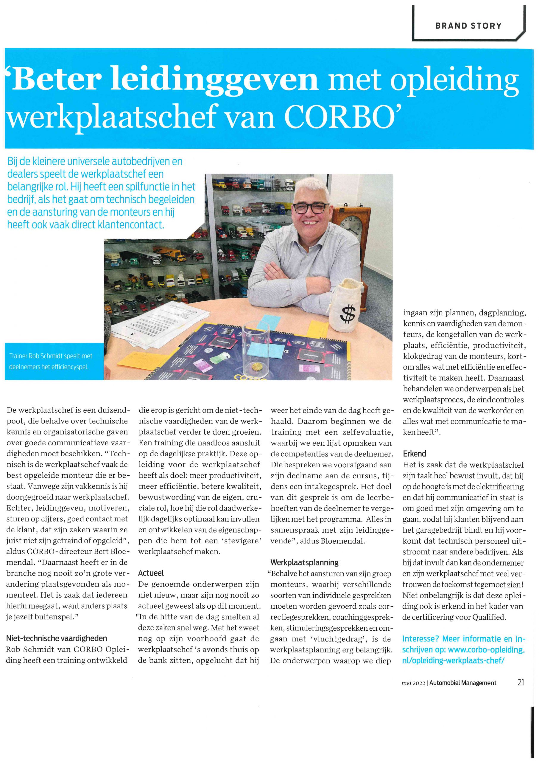Artikel Automobiel Management | CORBO Organisatie, Advies & Expertise BV